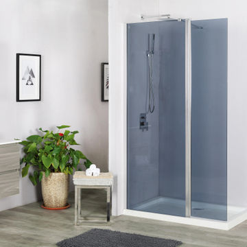 Shower deflector Remix brushed nickel with 8mm smoke glass 40x200cm ...