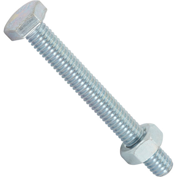 Bolt and nut hexagon head zinc plated 6.0x50mm 6pc standers | Leroy ...