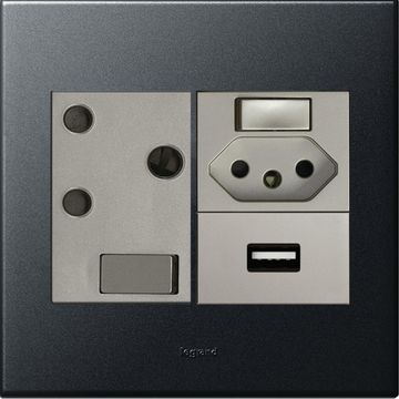 Socket arteor LEGRAND 1x3 &1x2 pin 2 USB ports 4x4 graphite | LEROY ...