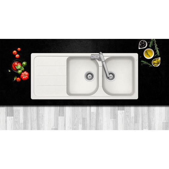 Frasa Kitchen Sink Crucial Double Bowl Single Drainer Quartz Resin ...