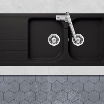 Frasa Kitchen Sink Crucial Double Bowl Single Drainer Quartz Resin ...