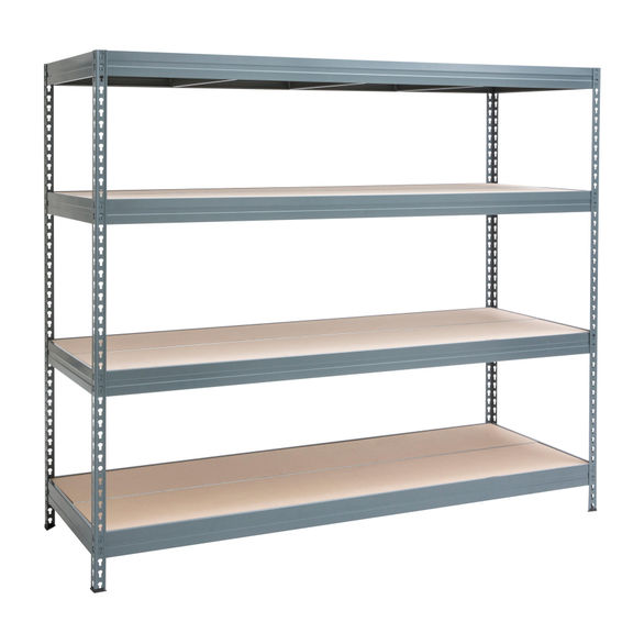 Spaceo mdf board & metal shelving 4 tiers grey w210xd70xh196cm | LEROY ...