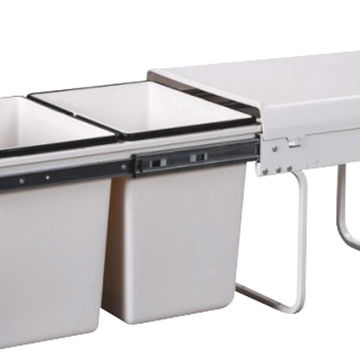 Sliding Drawer Plastic And Metal Kitchen Dustbin With 2 Compartments ...
