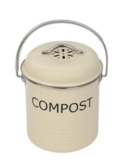 Kitchen Compost Dustbin Metal Beige 5L D18Xh21Cm | Leroy Merlin South ...