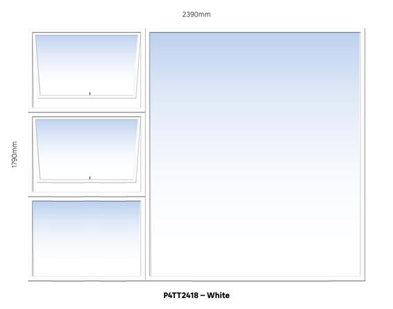 TOP HUNG ALUMINIUM WINDOW WHITE PTT2418 2 VENT W2400MM x H1800MM ...