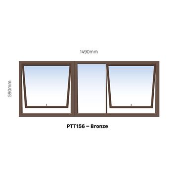 TOP HUNG ALUMINIUM WINDOW BRONZE PTT156 2 VENT W1500MM x H600MM | Leroy ...