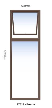 TOP HUNG ALUMINIUM WINDOW BRONZE PT618 1VENT W600MM x H1800MM | LEROY ...