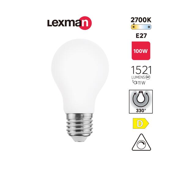 Lexman new22-led filament light bulb a60 milky e27 11w warm white ...
