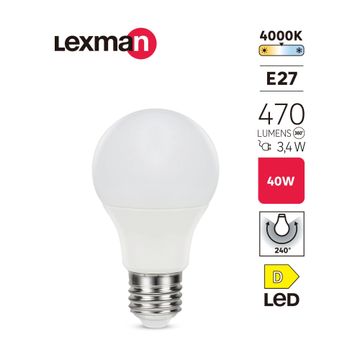 Lexman led light bulb a60 e27 3.4w cool white | LEROY MERLIN South Africa