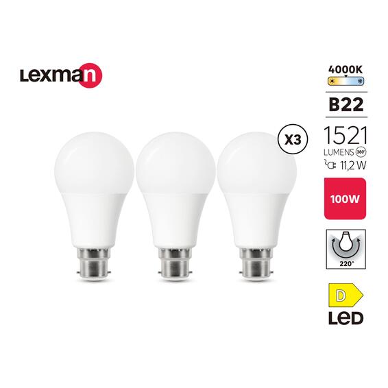 Lexman set of 3 led bulb a60 b22 11.2w | LEROY MERLIN South Africa