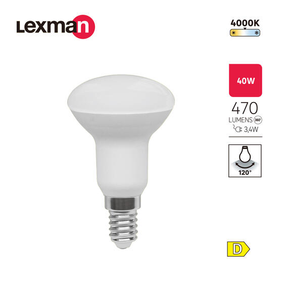 Lexman led light bulb r50 e14 3.4w cool white | Leroy Merlin South Africa