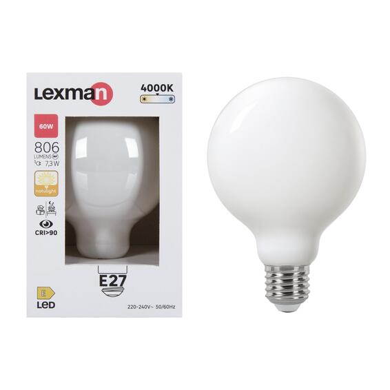 Lexman G95 E27 LED General Light Bulb Cool White 7.3W | LEROY MERLIN ...