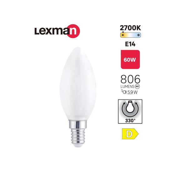 Lexman led filament light bulb c35 e14 5.9w warm white milky | LEROY ...