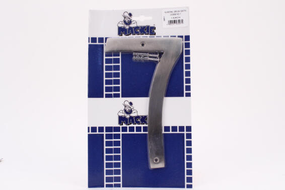 Number 7 brushed aluminium satin sign mackie 200mm