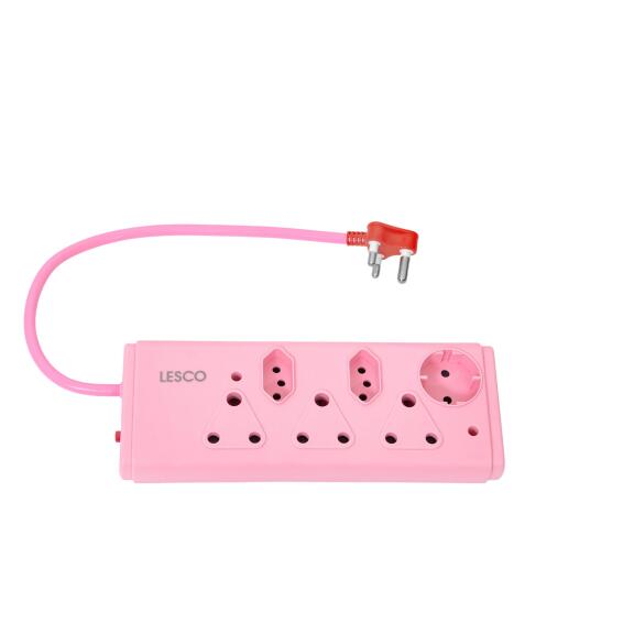 6 Way Multi Plug 3 x 16A 2 x Euro 1 x Schuko Surge Pink | LEROY MERLIN ...