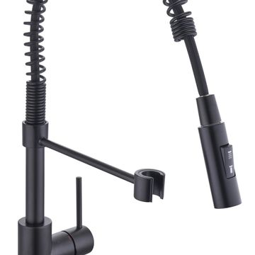 Delinia Tomas Spring Neck Kitchen Sink Mixer Tap Black H46Cm Spout ...