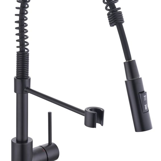 Delinia Tomas Spring Neck Kitchen Sink Mixer Tap Black H46Cm Spout ...