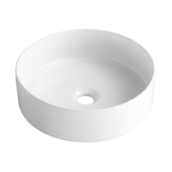 Sensea Studio Round Ceramic Freestanding Basin White Shiny ...