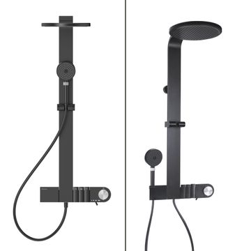 Sensea Neo Full System Thermostatic Shower Column Black | LEROY MERLIN ...
