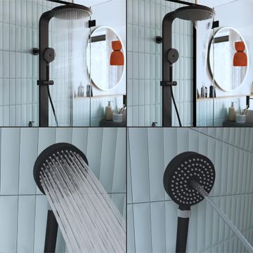 Sensea Neo Full System Shower Column With Mixer Black | LEROY MERLIN ...