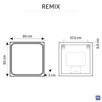 Sensea Remix Square LED Mirror Metal Effect Matt W80cmxH80cm | Leroy ...
