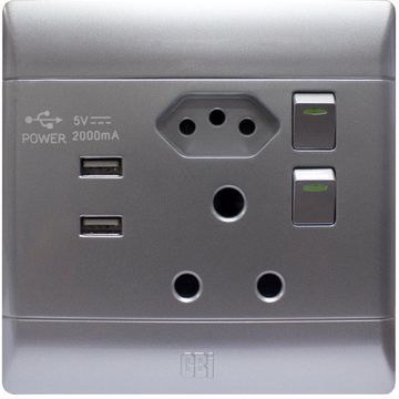 CBI Socket silver 1x3 & 1x2 pin USB port 4x4 | LEROY MERLIN South Africa