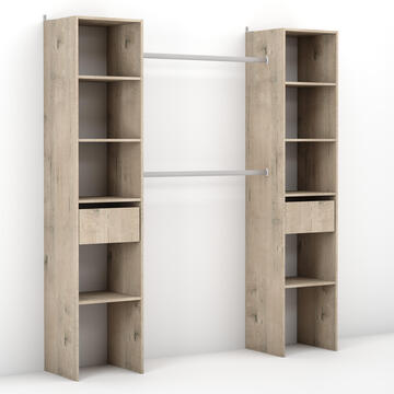 Wardrobe with 2 columns, 2 drawers and 2 rails w200xd40xh233cm | LEROY ...