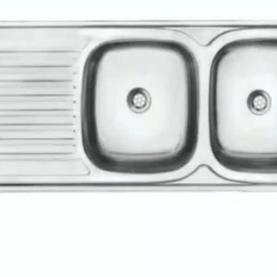 Double bowl with drainer kitchen inset sink deb 1200 x 500 x 6mm ...