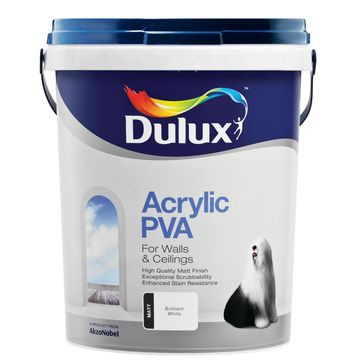Dulux Acrylic PVA Wall Paint Matt Brilliant White 20L | LEROY MERLIN ...