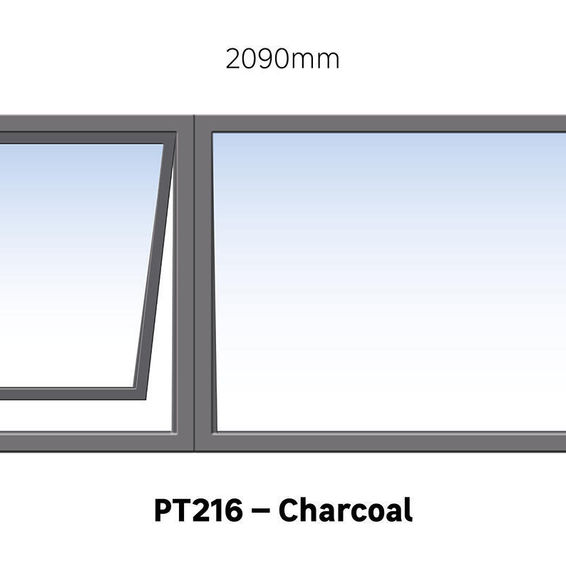 TOP HUNG ALUMINIUM WINDOW CHARCOAL PT216 1 VENT W2100MM x H600MM ...