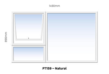 TOP HUNG ALUMINIUM WINDOW NATURAL PT159 1 VENT W1500MM x H900MM | LEROY ...