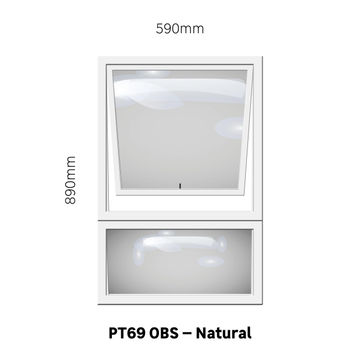 TOP HUNG ALUMINIUM WINDOW NATURAL WITH OBSCURE GLASS PT69 1 VENT W600 x ...