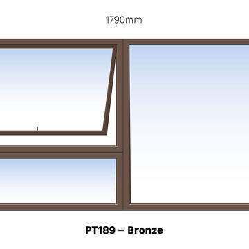 TOP HUNG ALUMINIUM WINDOW BRONZE PT189 1 VENT W1800MM x H900MM | LEROY ...