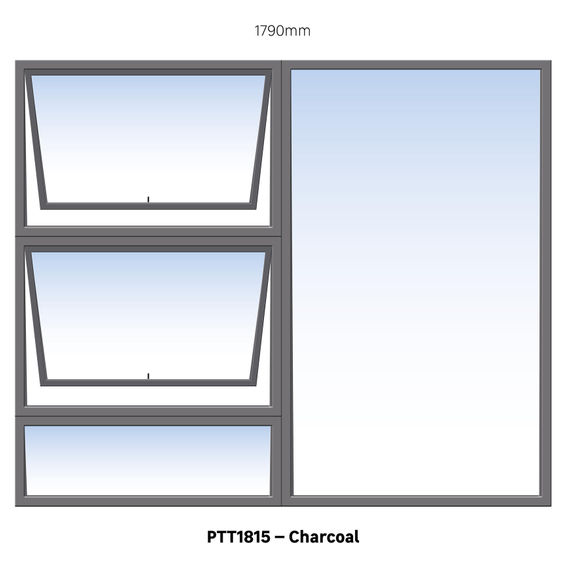 TOP HUNG ALUMINIUM WINDOW CHARCOAL PTT1815 2 VENT W1800MM x H1500MM ...