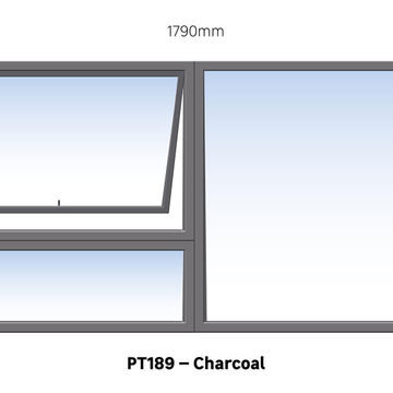 TOP HUNG ALUMINIUM WINDOW CHARCOAL PT189 1 VENT W1800MM x H900MM ...