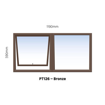 TOP HUNG ALUMINIUM WINDOW BRONZE PT126 1 VENT W1200MM x H600MM | Leroy ...