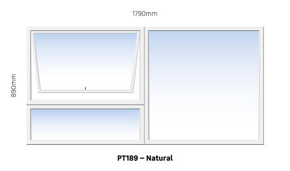 TOP HUNG ALUMINIUM WINDOW NATURAL PT189 1 VENT W1800MM x H900MM | Leroy ...