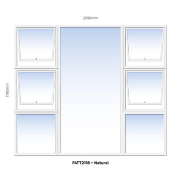 TOP HUNG ALUMINIUM WINDOW NATURAL PTTTT2118 4 VENT W2100MM x H1800MM ...