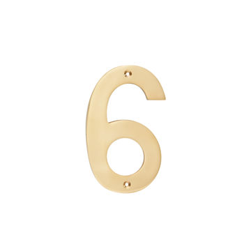 Number 6 solid brass sign mackie 152mm