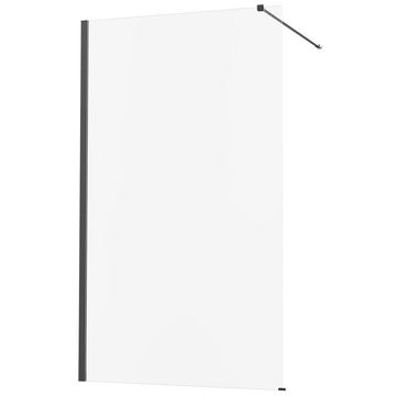 Sensea shower screen with clear glass and arm remix black w120cmxd5 ...