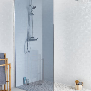 Sensea Remix Shower screen And Arm brush Nickel With Smoked Glass ...